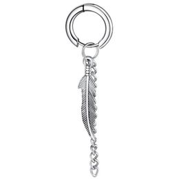 Firetti Damen Single-Creole &raquo;Schmuck Geschenk Feder&laquo; Einh&auml;nger abnehmbar schwarz 15mm, Edelstahl