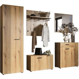 Home Affaire Garderoben-Set &raquo;Amrum&laquo; Komplett-Set, 5 Stk. tlg. Holzwerkstoff, Kunststoff, Metall B/H/T: 250cmcm x 196cmcm x 36cmcm