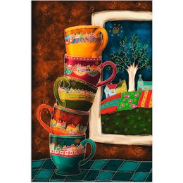 Artland Wandbild &raquo;Fr&ouml;hliche Kaffeetassen&laquo; Getr&auml;nke 1 Stk. tlg. als Alubild, Leinwandbild, Poster in verschied. Gr&ouml;&szlig;en bunt B/H/T: 20cm x 30cm, Alu-Dibond-