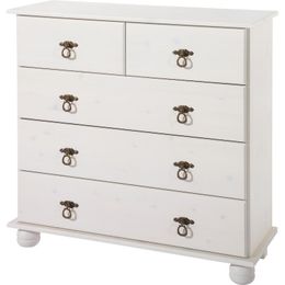 OTTO home Kommode &raquo;Finca&laquo; aus massivem Kiefernholz, mit Schubladen f&uuml;r Stauraumm&ouml;glichkeiten wei&szlig; MDF, Massivholz B/H/T: 82cm x 78cm x 30cm, 5 Stk., 