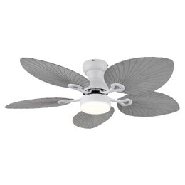Globo LIGHTING Deckenleuchte &raquo;ELISE&laquo; LED-Modul 1 Stk. warmwei&szlig; - kaltwei&szlig; Ventilator k&uuml;hlen-heizen holzoptik CCT 3000/4500/6000K grau &Oslash; 107cm H: 