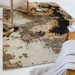OTTO home Teppich &raquo;Orin&laquo; rechteckig 6 mm H&ouml;he Kurzflor, 80 % Wolle und Viskose, handgewebt, weich, Schlafzimmer gold Wolle B : 80cm 1 Stk., 6mm, L: 