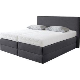 Westfalia Schlafkomfort Boxspringbett wahlweise mit Kaltschaum-Topper grau Strukturstoff (77% Polyester und 23% Viskose) Feinstruktur Ohne Topper, Liegefl&auml;che B/L: 180cm x 