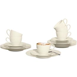 Seltmann Weiden Kaffeeservice &raquo;Geschirr-Set, Service Zo&egrave;&laquo; Tassen, Teller, Untertassen, Made in Germany, 18 Teile, f&uuml;r 6 Personen beige Porzellan 18 Stk.