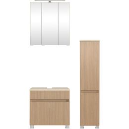 Welltime Badm&ouml;bel-Set &raquo;EIXO, Set aus Spiegelschrank, Unterbeckenschrank und Midischrank&laquo; braun Holzwerkstoff B/H/T: 90cmcm x 200cmcm x 35cmcm, 