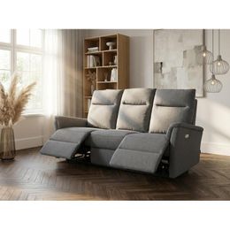 Home Affaire 3-Sitzer &raquo;FINNARA, 3-Sitzer,elelektrische Relaxfunktion in 2 Sitzen, USB A/C&laquo; Liegefunktion 105&deg;-135&deg;, Federkern grau 100% POLYESTER B/H/