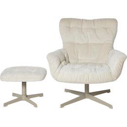 Jahnke Sessel &raquo;LOUNGE COSY TWIST PLUS&laquo; Loungesessel inkl. Hocker, bequeme Polsterung & Armlehnen, drehbar beige Chenille, Drehfunktion, B/H/T: 83cm x 88cm x 