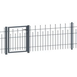 Alberts Metallzaun &raquo;Anbauset Madrid&laquo; H&ouml;he: 49,5, 73,5 und 98,5 cm, Breite: 200 cm, zum Aufschrauben grau Stahl H/L: 98,5cm x 2m, Pfosten: 1 Stk.