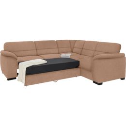 Sit & More sit&more Ecksofa &raquo;Montego L-Form, B: 256 cm, gro&szlig;e Stoffauswahl, Komfort Sitzh&ouml;he 46cm&laquo; wahlweise mit Schlaffunktion und Schubkasten braun Luxus-