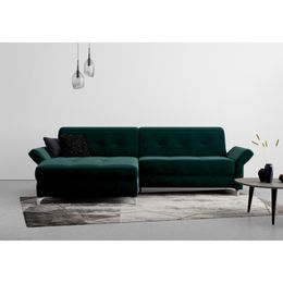 Home Affaire Ecksofa &raquo;Maredo L-Form&laquo; Federkern, wahlweise auch mit Kopfteil- und Armlehnverstellung gr&uuml;n 100% Polyester B/H/T: 284cm x 89cm x 179cm, 