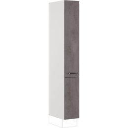 IMPULS K&Uuml;CHEN Apothekerschrank &raquo;"Prag", Breite/H&ouml;he: 30/205,1 cm, mit Soft-Close&laquo; vormontiert, mit Auszug, mit K&ouml;rben grau Dekorfolie, Holzwerkstoff 