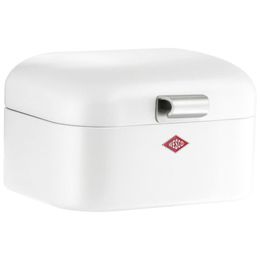 Wesco Brotkasten &raquo;Mini Grandy&laquo; Metallscharniere, Gummistopper, L&uuml;ftungsloch / Griff, 2 L wei&szlig; Stahlblech B/H/L: 18cm x 12cm x 17cm