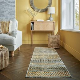 FLAIR RUGS Teppich &raquo;Camino&laquo; rechteckig 8 mm H&ouml;he Flachgewebe, Skandi, Esszimmer, Wohnzimmer, Flur gelb Kunstfaser B : 66cm 1 Stk., 8mm, L: 300cm