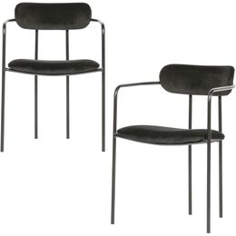Woood Esszimmerstuhl &raquo;Ivy stapelbar mit Velvet-Bezug und Eisengestell B 55 x T 54 x H 76 cm&laquo; (Set) 2 Stk.Tragkraft 150 kg, Eisengestell, Pfleiglicht 