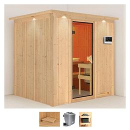 Karibu Sauna &raquo;Sodin&laquo; Set, Ofen 9 kW Bio externe Strg easy beige Bio-Kombiofen, externe Steuerung, 9 kW