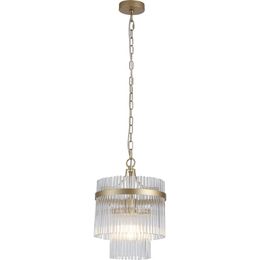 Searchlight Pendelleuchte &raquo;Lara 1Lt Pendelleuchte, Goldenes Metall mit klaren Glasstangen&laquo; E27 1 Stk. gold H: 40cm, 1 Stk.