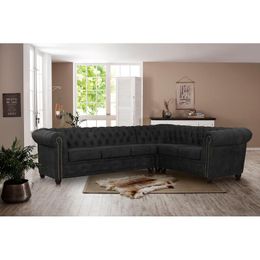 Home Affaire Chesterfield-Sofa &raquo;Rysum L-Form&laquo; Chesterfield-Optik, langer Schenkel links oder rechts grau Luxus-Microfaser Lederoptik (100% Polyester);