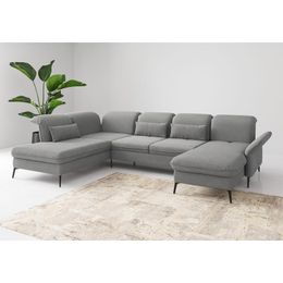 Sit & More sit&more Wohnlandschaft &raquo;Emely, inkl. Sitztiefenverstellung&laquo; wahlweise mit Schlaffunktion,Bettkasten,Kopf- & Armteilverstellung grau 100% Polyester B/