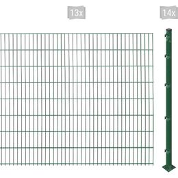 Arvotec Doppelstabmattenzaun &raquo;ESSENTIAL 163 zum Aufschrauben&laquo; Zaunh&ouml;he 163 cm, Zaunl&auml;nge 2 - 60 m gr&uuml;n Kunststoff, Stahl H/L: 163cm x 26m, Pfosten: 14 Stk.