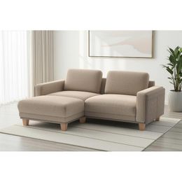 Sit & More sit&more Ecksofa &raquo;Concept&laquo; Modernes Sofa in drei Fu&szlig;farben zur Auswahl beige 100% Polyester B/H/T: 226cm x 84cm x 167cm, Recamiere links,mit Fu&szlig; Buche