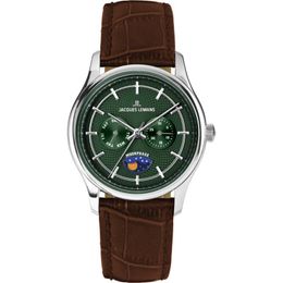 Jacques Lemans Herren Quarzuhr &raquo;Derby&laquo; Armbanduhr, Herrenuhr, analog, Wochentag, Mondphase gr&uuml;n Einheitsgr&ouml;&szlig;e