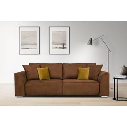 Inosign 3-Sitzer &raquo;BEATRICE, B: 250 cm - wahlweise mit Bettfunktion&laquo; u. Bettkasten, incl. 2 Zierkissen braun B/H/T: 250cm x 92cm x 107cm, Luxus-