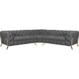 Home Affaire Chesterfield-Sofa &raquo;Amaury L-Form&laquo; Chesterfield-Optik, Breite/Tiefe je 262 cm, Fu&szlig;farbe w&auml;hlbar grau Struktur (100% Polyester);Samtoptik (