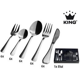King Besteck-Set &raquo;&raquo;Oslo&laquo;&laquo; 2,5 mm, Edelstahl 18/10, inkl. Besteck-Etui, f&uuml;r 6 Personen silber Edelstahl 18/10 31