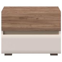 OTTO home Nachtkommode &raquo;Invictus, UV lackiert (matt), mit Soft-Close-Funktion, grifflos&laquo; Trendfarbe cashmere kombiniert mit Eicheoptik, 2 Schubladen, 