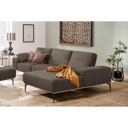W.Schillig Ecksofa &raquo;run, Designsofa mit tollem Sitzkomfort, bequem, L-Form&laquo; mit Holzsockel, F&uuml;&szlig;e in Schwarz pulverbeschichtet, Breite 319 cm braun 