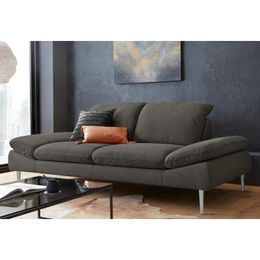 W.Schillig 2,5-Sitzer &raquo;enjoy&MORE&laquo; mit Sitztiefenverstellung, F&uuml;&szlig;e silber matt, Breite 232 cm grau Chenille-Flachgewebe R66 (85% Polyester, 15% Nylon)