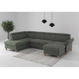 OTTO home Wohnlandschaft &raquo;Glendale, U-Form&laquo; inkl. Kopfteilverstellung, wahlweise mit Vorziehsitz und Bettkasten gr&uuml;n 90% Polyester, 10% Polyamid B/H/T