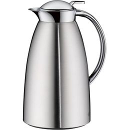 Alfi Isolierkanne &raquo;GUSTO, mit Hartglaseinsatz&laquo; 1 l 1 Stk. tlg. 12h hei&szlig; & 24 kalt, Drehverschluss mit bequemem Druckknopf silber Edelstahl, Glas, 