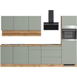 KOCHSTATION K&uuml;chenzeile &raquo;KS-Virginia,neu in verbesserter Ausf&uuml;hrung&laquo; Arbeitsplatte 38 mm stark, Stauraum, Softclose, Breite 300 cm, Soft-Close, 