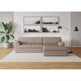 DOMO collection Ecksofa &raquo;Topper, elegant und zeitlos, kompaktes Stellma&szlig; 245/155cm, L-Form&laquo; mit Recamiere, wahlweise mit Schlaffunktion braun B/H/T: 