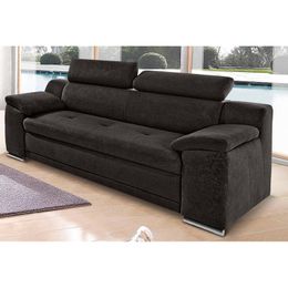 Sit & More sit&more 3-Sitzer &raquo;Andiamo, B: 200 cm, Kopfteilverstellung, Wellenunterfederung&laquo; Komfortable Sitzh&ouml;he 43 cm, frei im Raum stellbar, modernes Design 