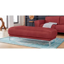 W.Schillig Hocker &raquo;montanaa&laquo; mit Metallf&uuml;&szlig;en in Chrom gl&auml;nzend, Breite 141 cm rot B/H/T: 141cm x 42cm x 61cm, Longlife Xtra-Leder Z59