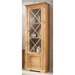OTTO home Vitrine &raquo;Lisa&laquo; aus sch&ouml;nem massivem Kiefernholz, mit einer sch&ouml;nen Glast&uuml;rfront beige Massivholz B/H/T: 60cm x 180cm x 35cm, T&uuml;ren: 2 Stk.