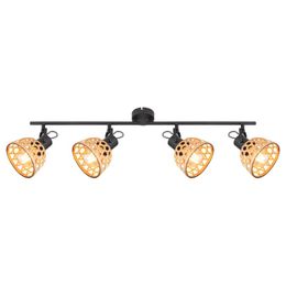 Globo LIGHTING Deckenspot &raquo;WENNA&laquo; E27 1 Stk. Deckenstrahler f&uuml;r Wohn- & Esszimmer schwarz Bambus 4, H: 19cm, 1 Stk.