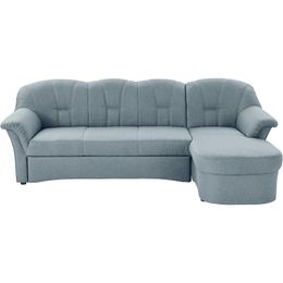 DOMO collection Ecksofa &raquo;Papenburg, zeitlose R&uuml;ckensteppung, elegante Formensprache, L-Form&laquo; in gro&szlig;er Farbvielfalt, wahlweise mit Bettfunktion blau 