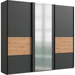 wimex Schwebet&uuml;renschrank &raquo;Barmbek Schlafzimmerschrank Garderobenschrank&laquo; Kleiderschrank mit 2 Stoffboxen und 2 zus&auml;tzlichen B&ouml;den, Spiegelt&uuml;r braun 