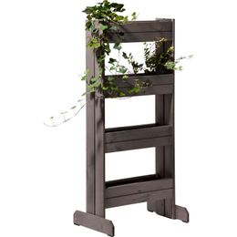 Dobar Hochbeet Vertikalbeet, 4 Pflanzk&auml;sten, Anthrazit grau Holzwerkstoff B/H/T: 40cm x 125cm x 55cm