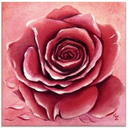 Artland Glasbild &raquo;Rote Rose handgemalt&laquo; Blumen 1 Stk. tlg. in verschiedenen Gr&ouml;&szlig;en rot B/H/T: 30cm x 30cm, Glasbild Blumen quadratisch, 1 Stk.