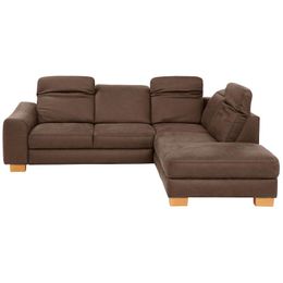 Home Affaire Ecksofa &raquo;Dundee L-Form&laquo; wahlweise mit Kopfteilverstellung und zus&auml;tzlich mit Schlaffunktion braun Luxus-Microfaser Lederoptik (100% 