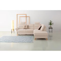 OTTO home Ecksofa &raquo;Westerland L-Form&laquo; Federkern-Polsterung, wahlweise mit Schlaffunktion, Bettkasten beige 100% Polyester B/H/T: 238cm x 90cm x 213cm,