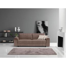 Egoitaliano 2,5-Sitzer &raquo;Cecilia, modern & elegant, erstklassiger Sitzkomfort, Breite 234cm&laquo; mit verchromten Metallf&uuml;&szlig;en braun Luxus-Micofaser Lederoptik (100% 