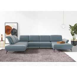 Sit & More sit&more Wohnlandschaft &raquo;Coco U-Form&laquo; Sitztiefen-, Arm- und Kopfteilverstellung, Cord-Bezug, Fu&szlig;h&ouml;he 15 cm blau 100% Polyester B/H/T: 382cm x 88cm x 