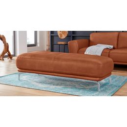 W.Schillig Hocker &raquo;montanaa&laquo; mit Metallf&uuml;&szlig;en in Silber matt, Breite 141 cm braun B/H/T: 141cm x 42cm x 61cm, Longlife Xtra-Leder Z69