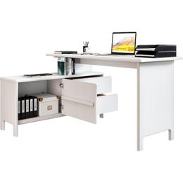OTTO home Schreibtisch &raquo;Luven, aus Massivholz&laquo; in 2 Breiten, variable Nutzung als Schreibtisch oder Eckschreibtisch wei&szlig; B/H/T: 140cm x 76cm x 60cm, 1