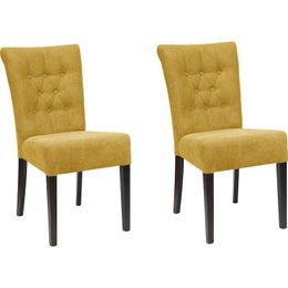Home Affaire Esszimmerstuhl &raquo;Queen&laquo; (Set) 6 Stk.Polsterstuhl mit Knopfheftung, 2er, 4er oder 6er Set gelb Polyester B/H/T: 46cm x 93cm x 64cm, 6 Stk.,